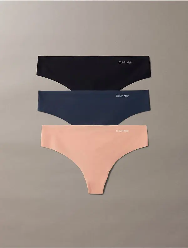 Calvin Klein Invisibles 3-pack Thong - Black / Speakeasy / Light Caramel