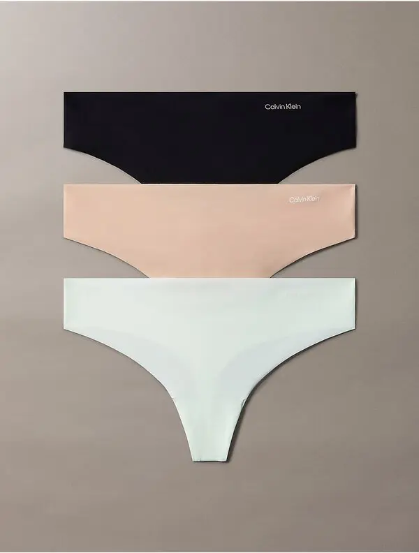 Calvin Klein Invisibles 3-pack Thong - Black/cedar/lime Crème