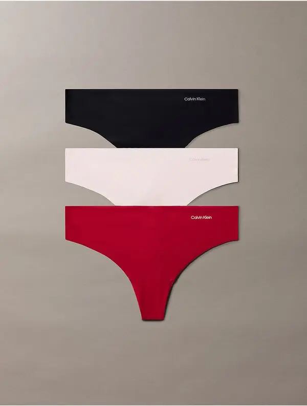 Calvin Klein Invisibles 3-pack Thong - Red Stamp / Nymph Thigh / Black