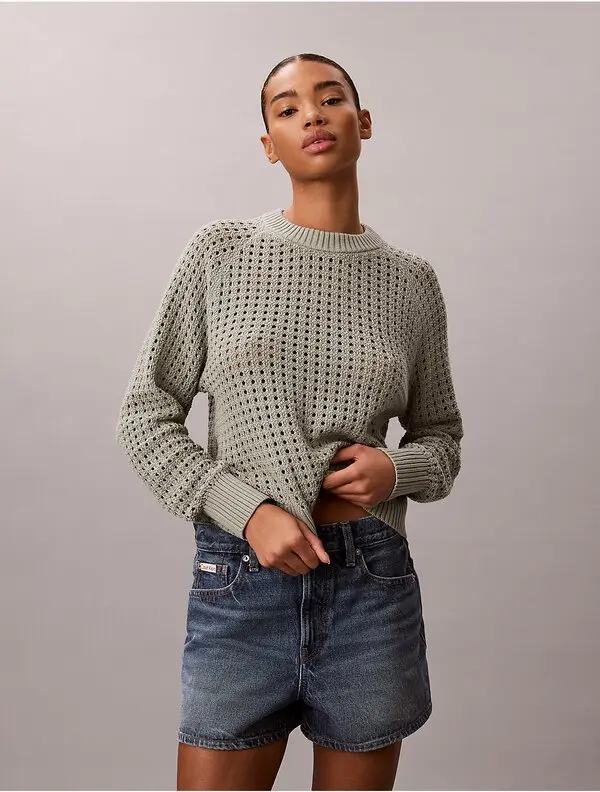 Calvin Klein Open Stitch Knit Sweater - Shadow