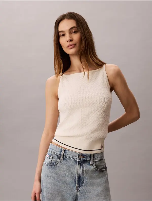Calvin Klein Woven Monologo Cable Knit Tank