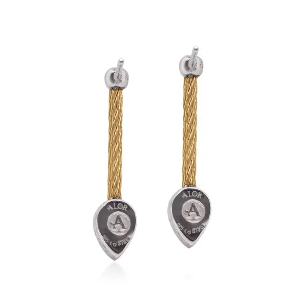 Alor Day Diamonds Teardrop Drop Earrings - Gold Cable