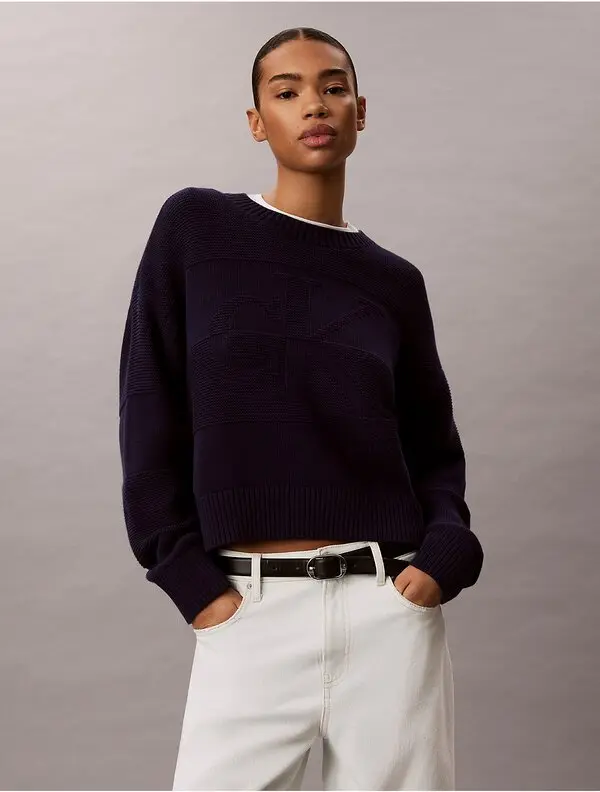 Calvin Klein Relaxed Cotton Sweater - Evening Blue