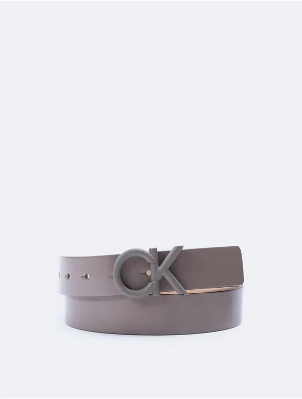 Calvin Klein Powder Coated Logo Plaque Belt - Taupe