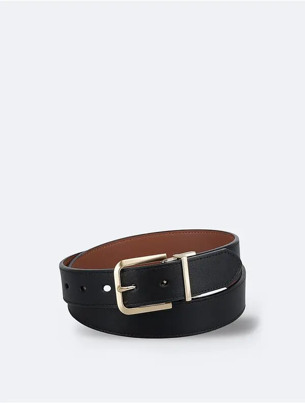 Calvin Klein Bevel Edge Reversible Belt - Black / Nutmeg