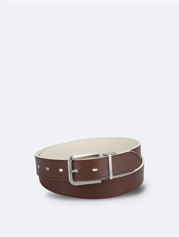Calvin Klein Bevel Edge Reversible Belt - Bone / Rocky Brown