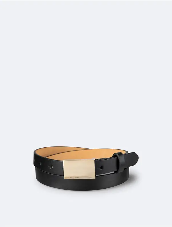 Calvin Klein Beveled Plaque Buckle Belt - Black