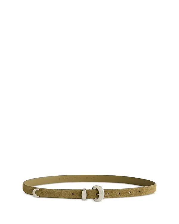 Madewell Lucie Dome Buckle Suede Belt - Worn Olive Suede
