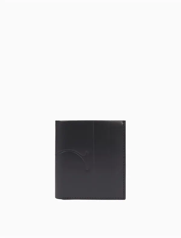 Calvin Klein Embossed Monogram Logo Trifold Wallet - Black