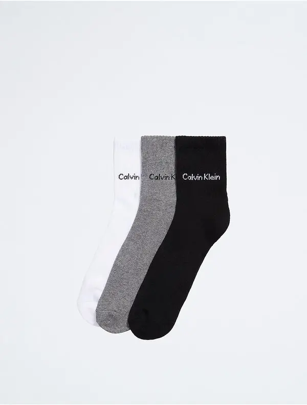 Calvin Klein Cushion High Quarter Socks 3-pack - Black/grey/white