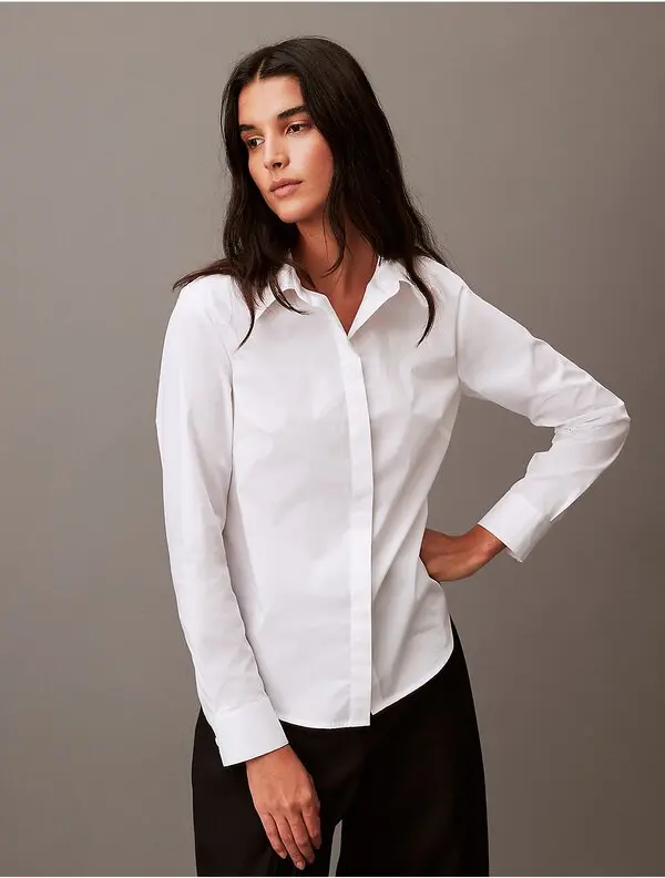 Calvin Klein Slim Fit Stretch Poplin Button-Down Shirt In Brilliant White -  15% Off | Editorialist