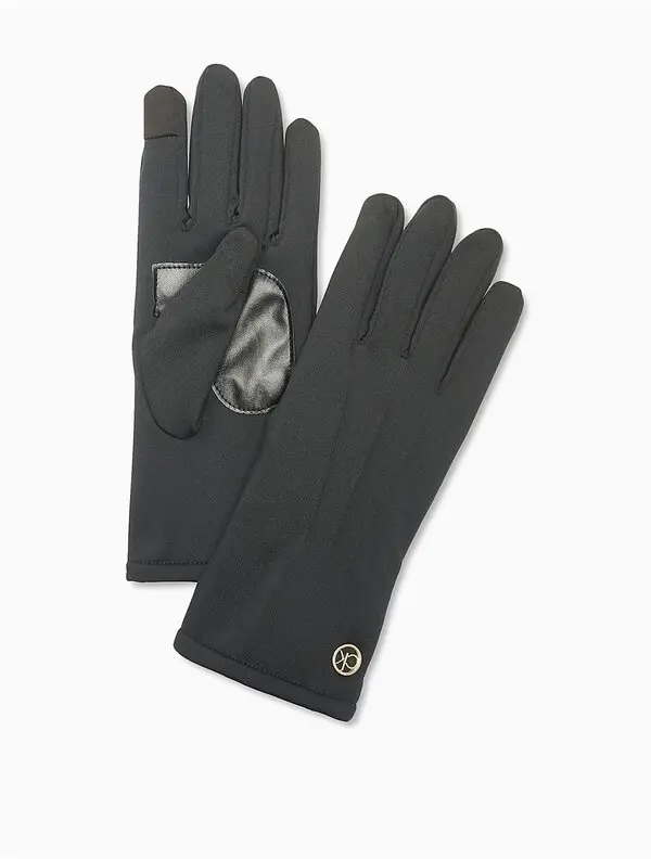 Calvin Klein Enamel Plaque Fleece Gloves - Black