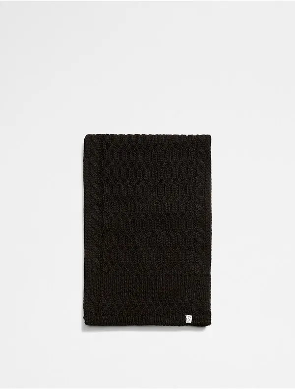Calvin Klein Solid Cable Knit Scarf - Black