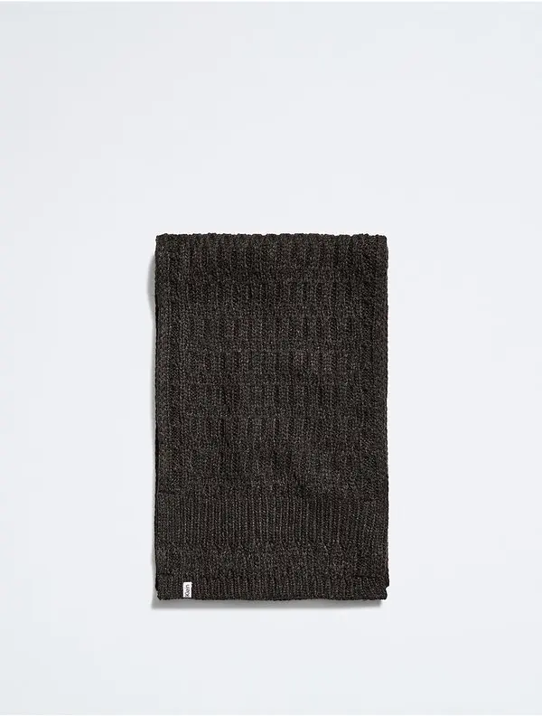 Calvin Klein Solid Cable Knit Scarf - Gunmetal