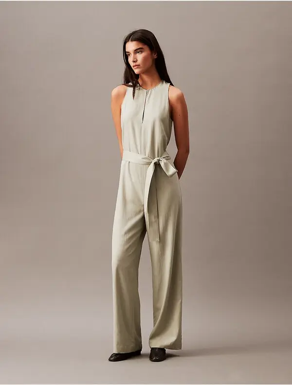 Calvin Klein Solid Sleeveless Jumpsuit - Desert Sage