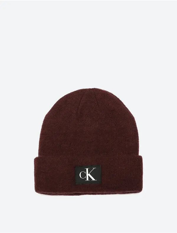 Calvin Klein Monogram Logo Beanie - Tawny Port Heather