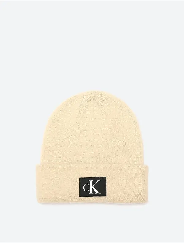 Calvin Klein Monogram Logo Beanie - Unbleached Heather