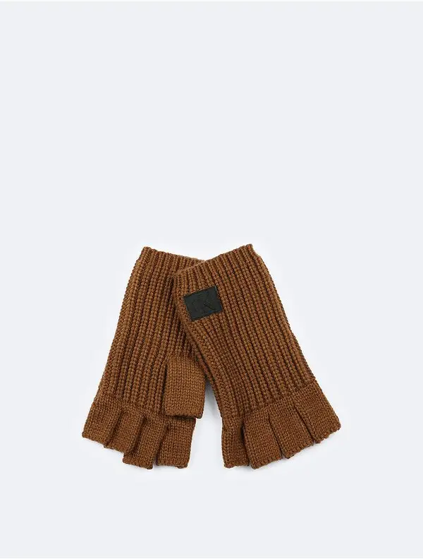 Calvin Klein Ribbed Knit Gloves - Coffee Liqueur