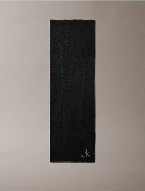 Calvin Klein Embroidered Monogram Logo Scarf - Black Beauty