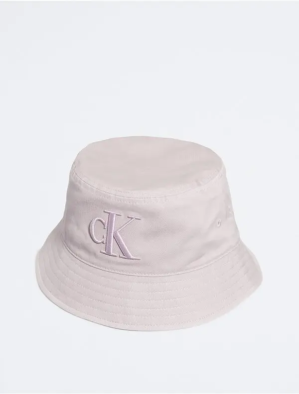 Calvin Klein Embroidered Monogram Logo Twill Bucket Hat - Nirvana