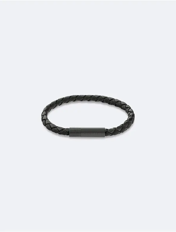 Calvin Klein Braided Leather Bracelet - Black