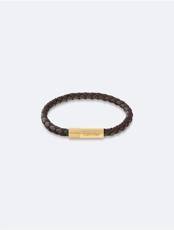 Calvin Klein Braided Leather Bracelet - Gold