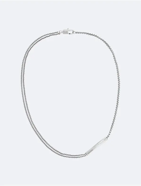 Calvin Klein Beveled Id Stainless Steel Necklace - Silver