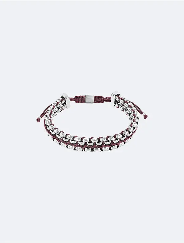 Calvin Klein Braided Link Bracelet - Burgundy / Stainless Steel