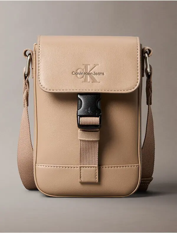 Calvin Klein Monogram Logo Flap Phone Crossbody Bag - Amphora