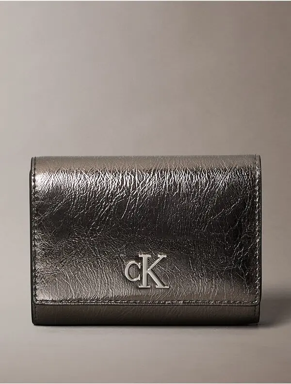 Calvin Klein Archive Hardware Reflective Trifold Wallet - Gunmetal