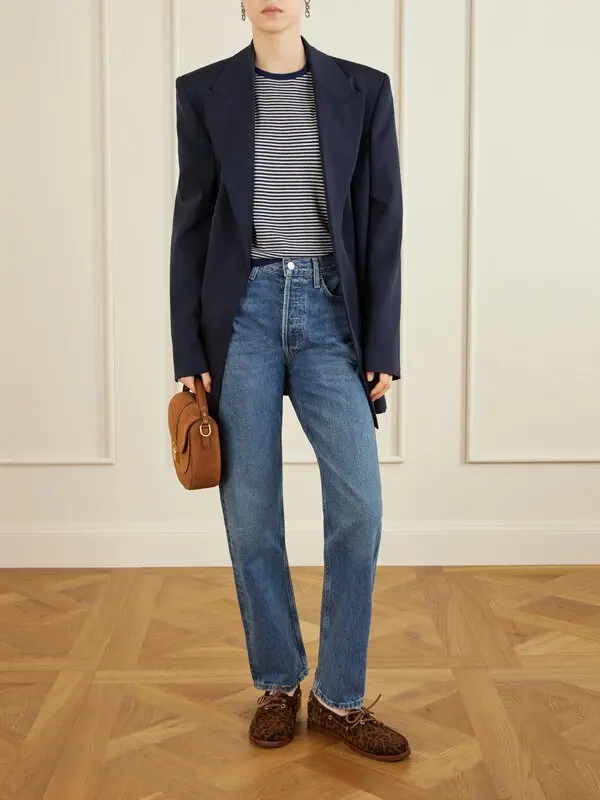 NILI LOTAN Linka Striped Cashmere T-shirt - Blue
