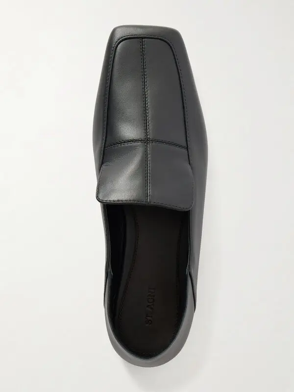 ST. AGNI Minimal Leather Loafers - Black