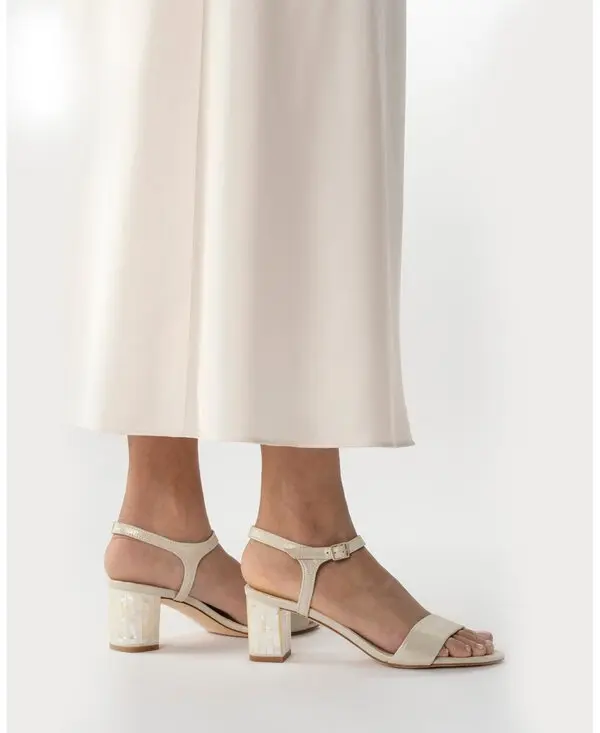 FREYA ROSE Martina Midi Ankle Strap Pearl Heel Sandal