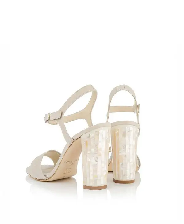 FREYA ROSE Martina Ankle Strap Pearl Heel Sandal - Champagne