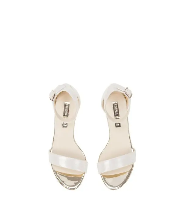 FREYA ROSE Martene Midi Ankle Strap Pearl Heel Sandal - Champagne