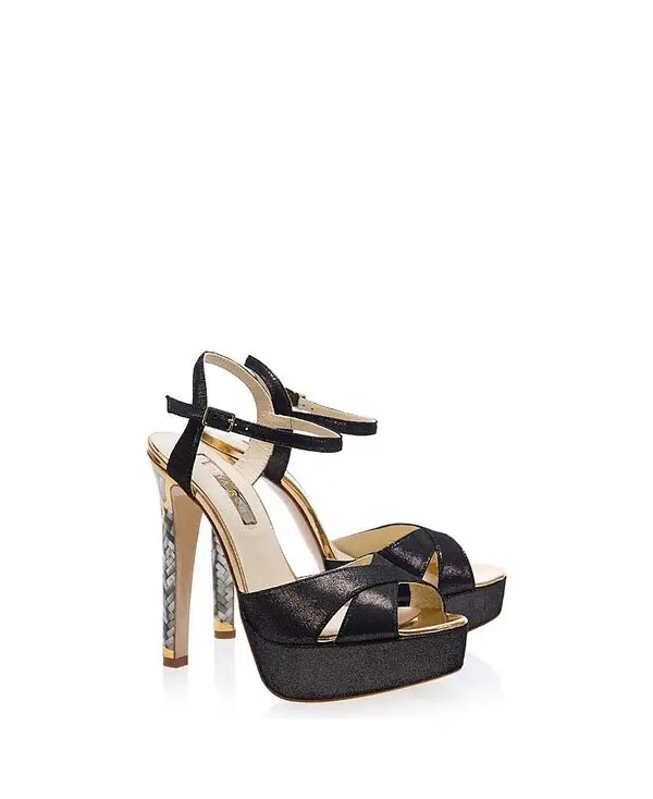 FREYA ROSE Cleopatra Noir Ankle Strap Heel Sandal - Black