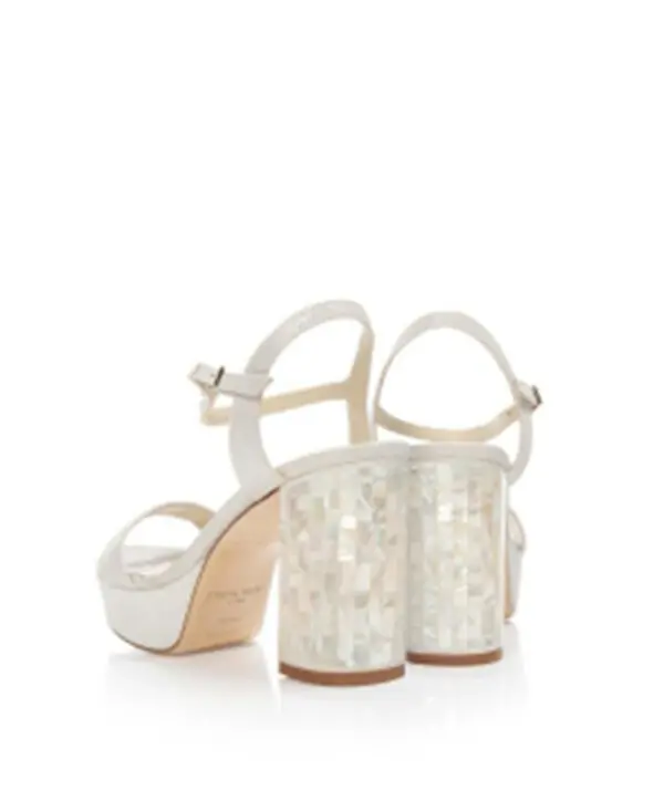 FREYA ROSE Gigi Ankle Strap Pearl Heel Sandal - Ivory