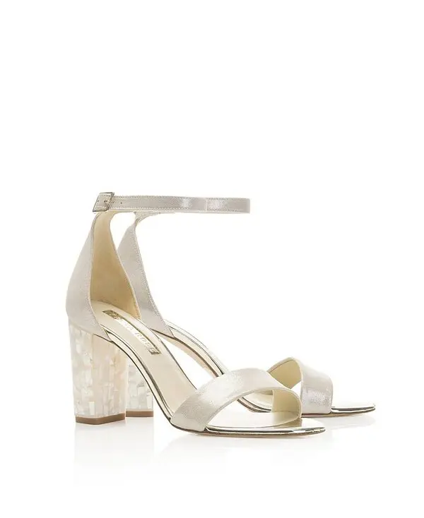FREYA ROSE Martene Ankle Strap Pearl Heel Sandal - Champagne