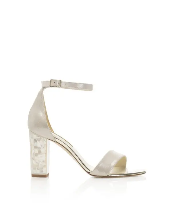 FREYA ROSE Martene Ankle Strap Pearl Heel Sandal - Champagne