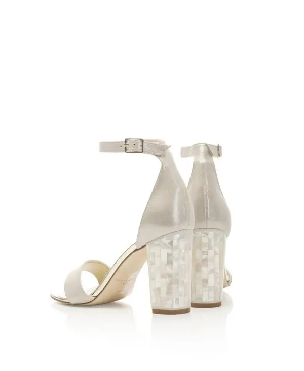 FREYA ROSE Martene Ankle Strap Pearl Heel Sandal - Champagne