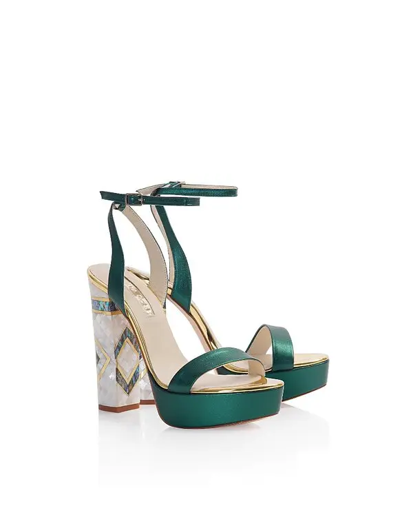 FREYA ROSE Arte Ankle Strap Pearl Heel Sandal - Green