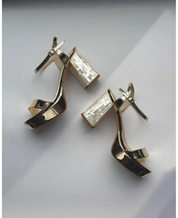 FREYA ROSE Gigi Pearl Heel Sandal - Champagne