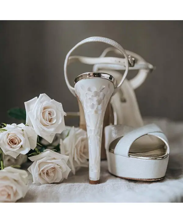 FREYA ROSE Ankle Strap Platform Heel Sandal - Ivory