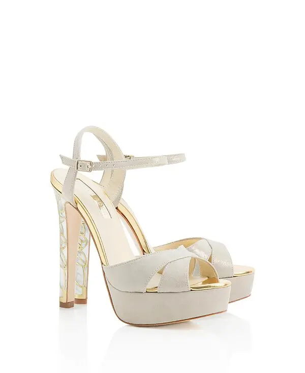 FREYA ROSE Rose In Bloom Ankle Strap Pearl Heel Sandal - Taupe