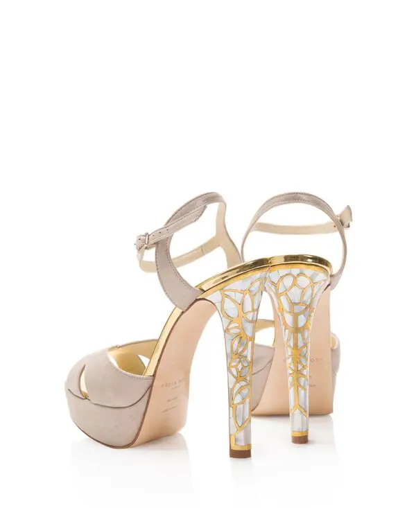 FREYA ROSE Rose In Bloom Ankle Strap Pearl Heel Sandal - Taupe
