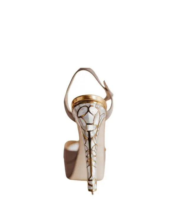 FREYA ROSE Rose In Bloom Ankle Strap Pearl Heel Sandal - Taupe