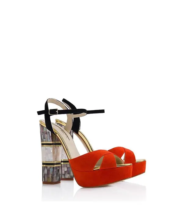 FREYA ROSE Suki Ankle Strap Platform Heel Sandal - Red