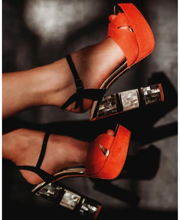 FREYA ROSE Suki Ankle Strap Platform Heel Sandal - Red
