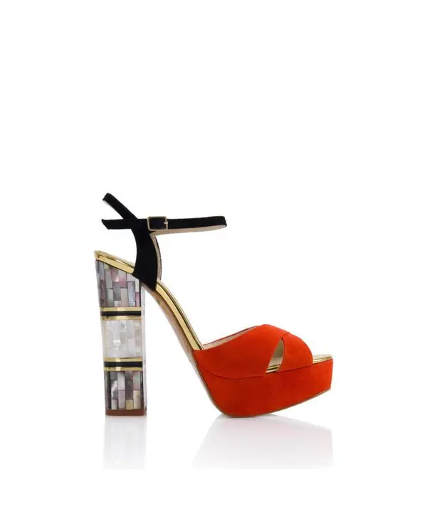 FREYA ROSE Suki Ankle Strap Platform Heel Sandal - Red