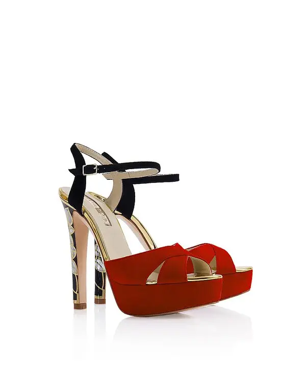 FREYA ROSE Rose In Bloom Ankle Strap Pearl Heel Sandal - Red